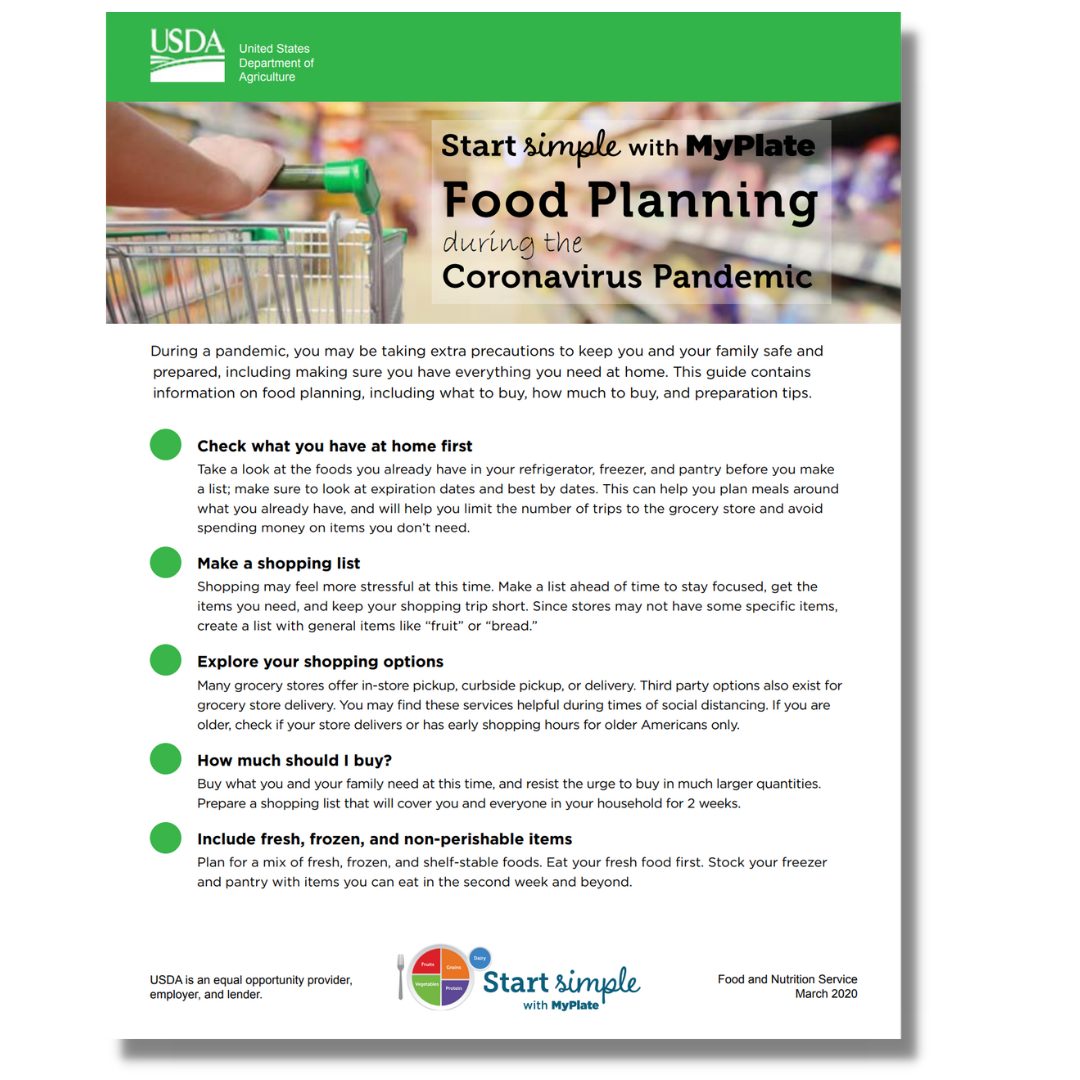USDA Resource: Menu Planning During the Pandemic