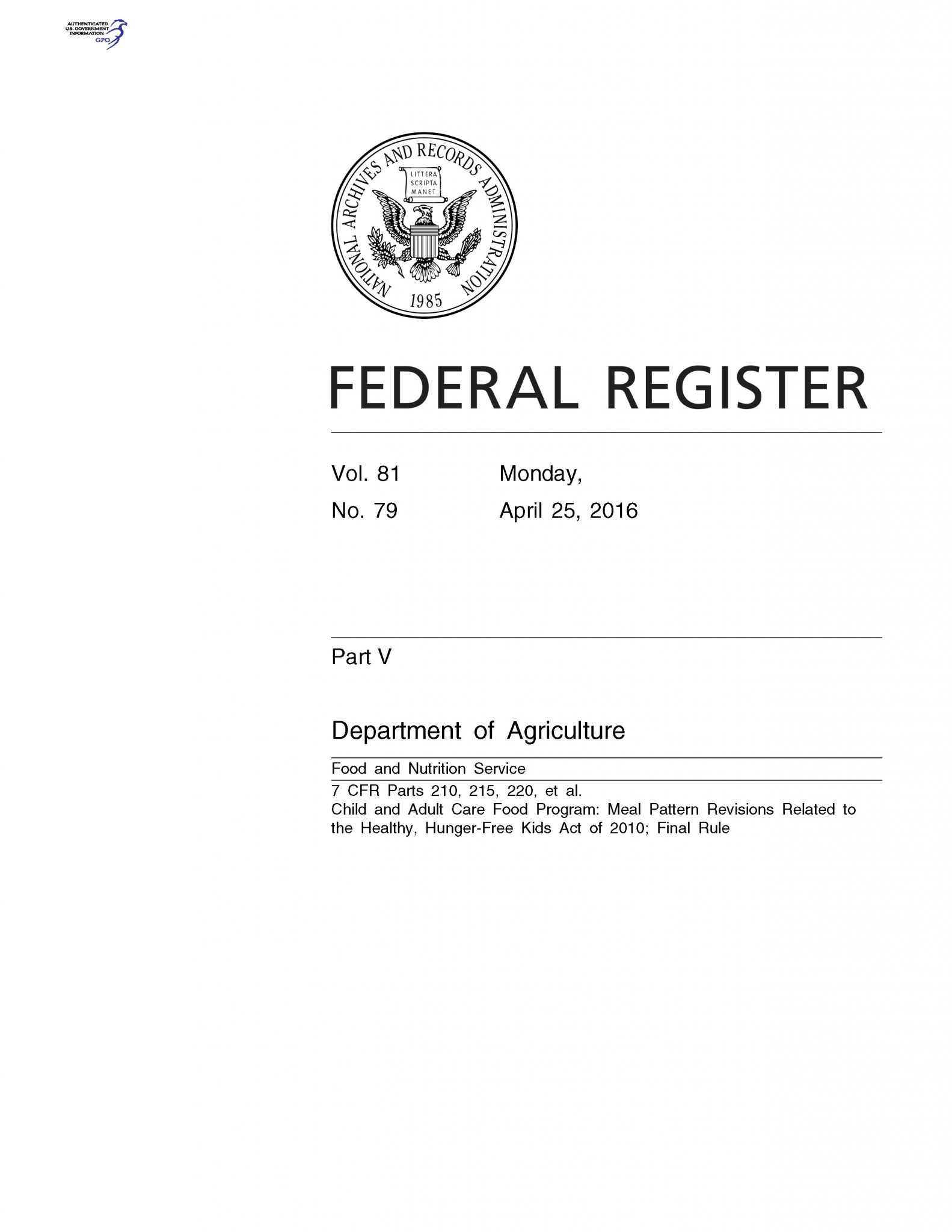 Meal Pattern Guidance - National CACFP Sponsors Association