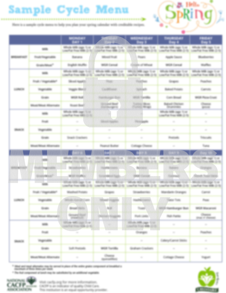 Menus - National CACFP Sponsors Association