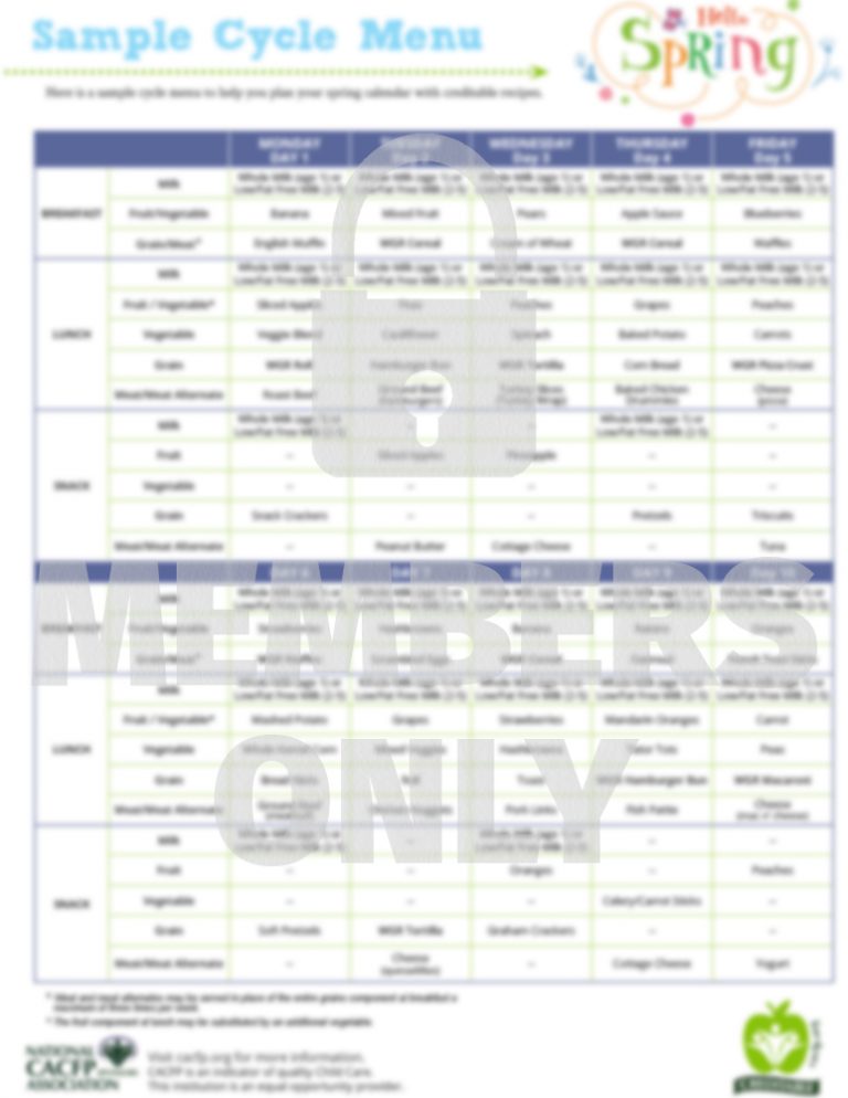 Menus - National CACFP Sponsors Association