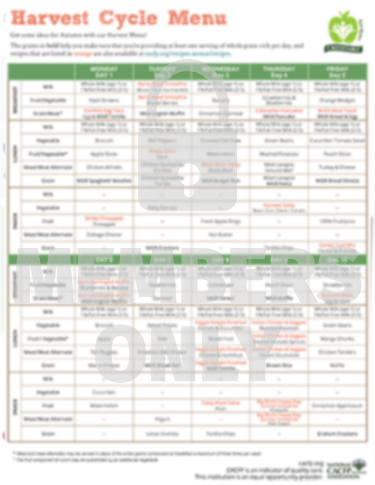 Menus - National CACFP Sponsors Association