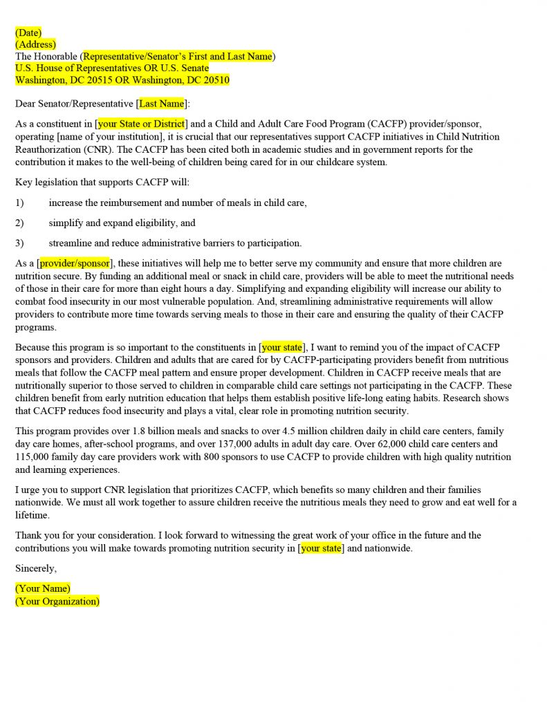 Advocacy Resources - National CACFP Sponsors Association