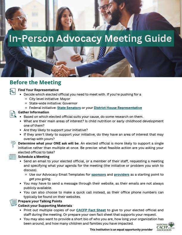 Advocacy Resources - National CACFP Sponsors Association