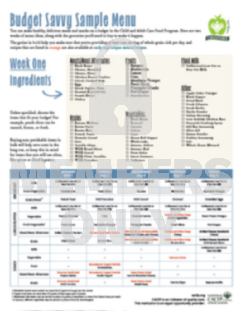 Menus - National CACFP Sponsors Association