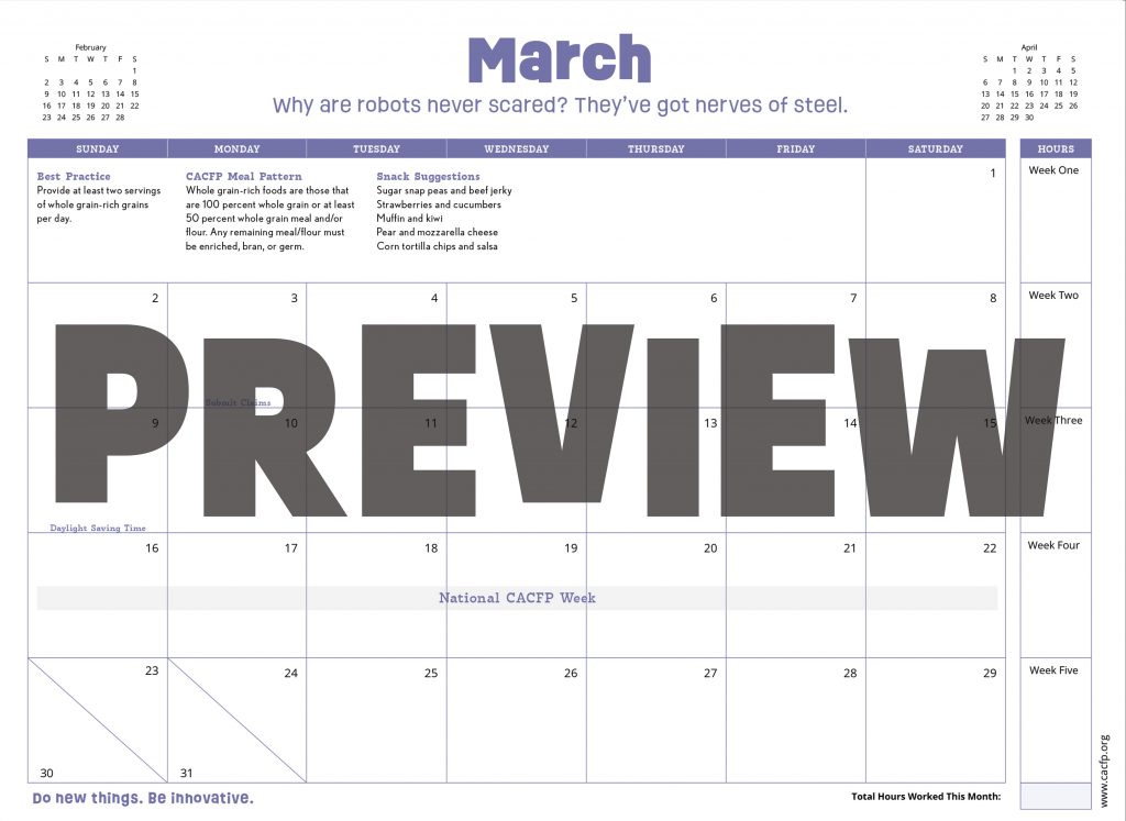 Training & Nutrition Calendar - National CACFP Sponsors Association