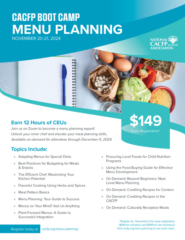 Menu Planning in the CACFP Boot Camp - National CACFP Sponsors Association