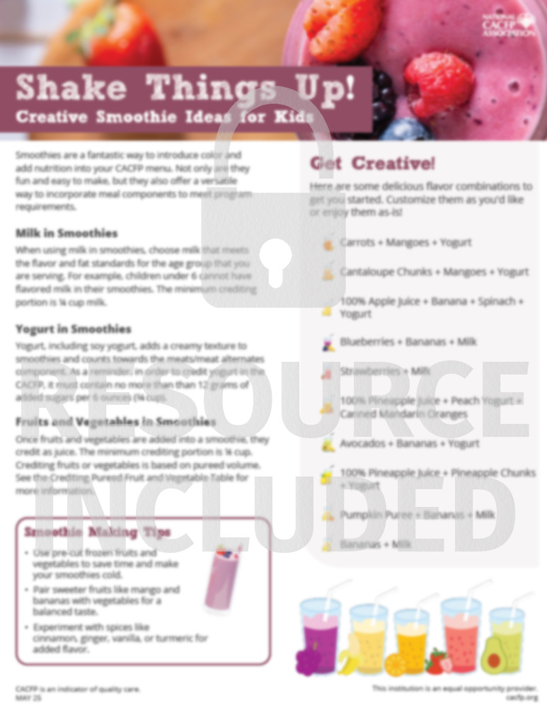 Shake Things Up! Adding Smoothies to Your CACFP Menu ($) - National ...