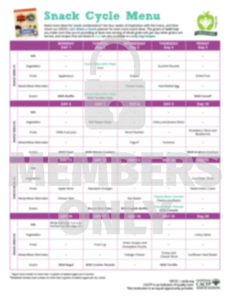 Menus - National CACFP Sponsors Association