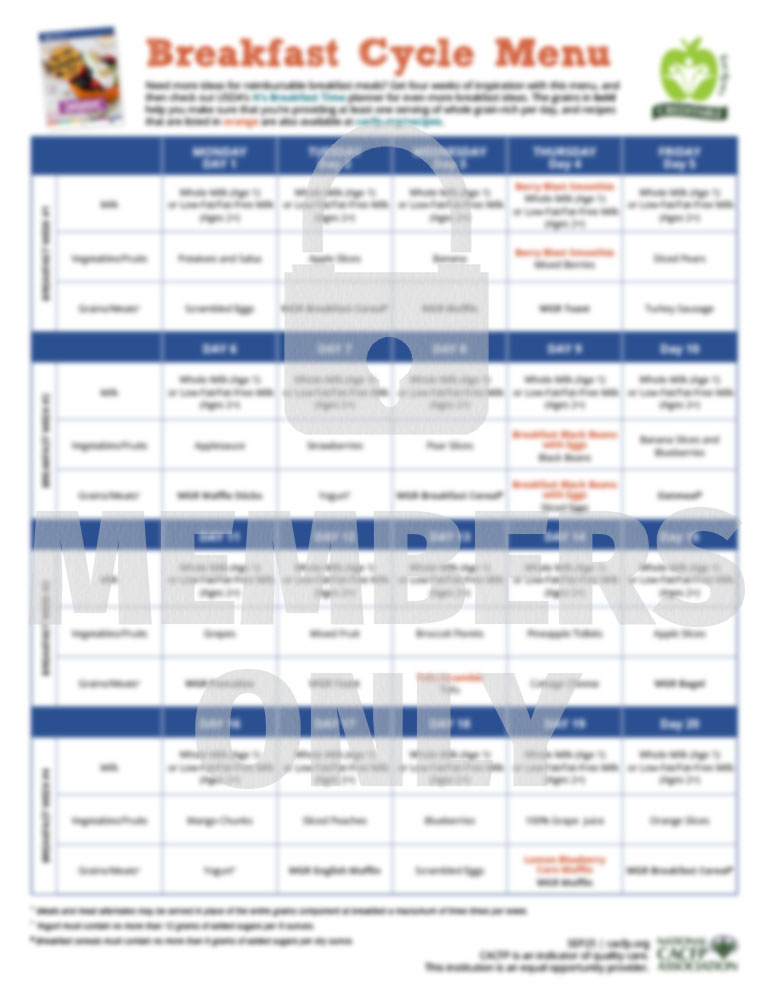 Menus - National CACFP Sponsors Association