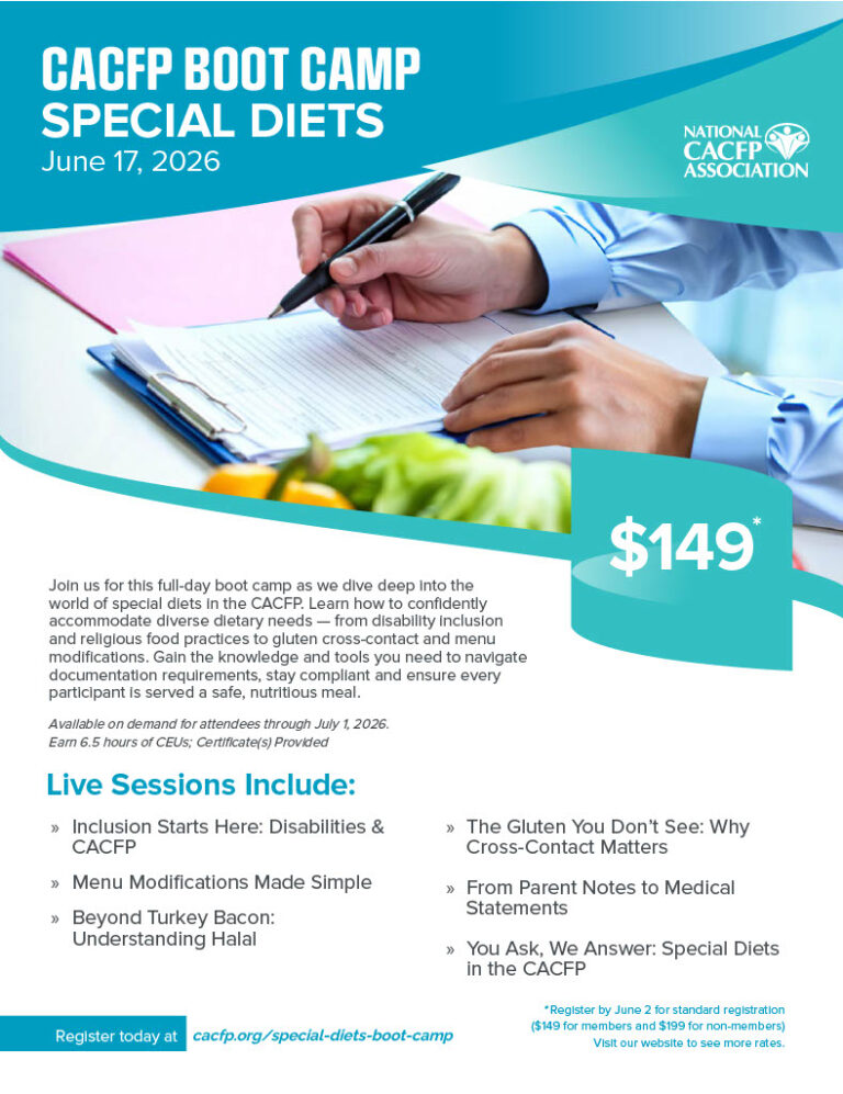 Special Diets in the CACFP Boot Camp - National CACFP Association